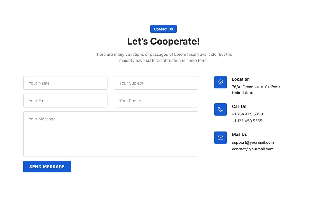 Bootstrap Contact Sections and Snippets