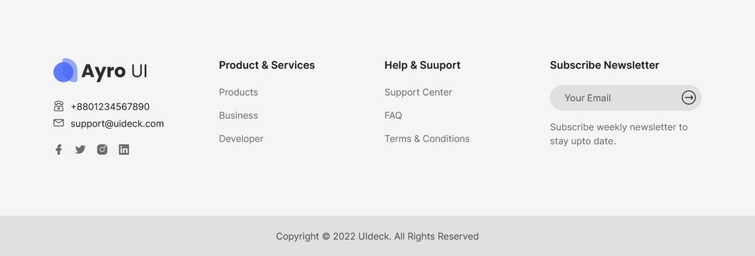 Bootstrap Footer Sections and Snippets