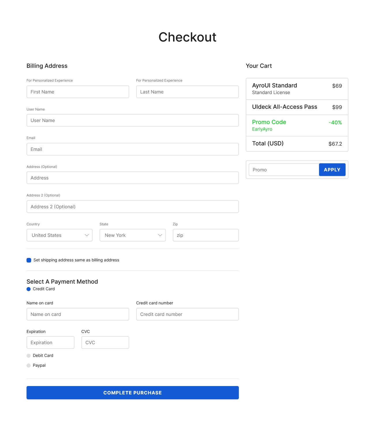 Bootstrap ECommerce Checkout Page