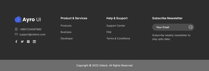 Bootstrap Footer Sections and Snippets