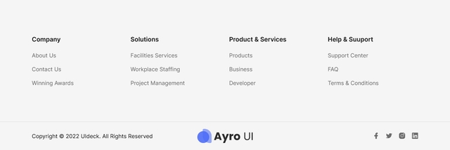 Bootstrap Footer Sections and Snippets