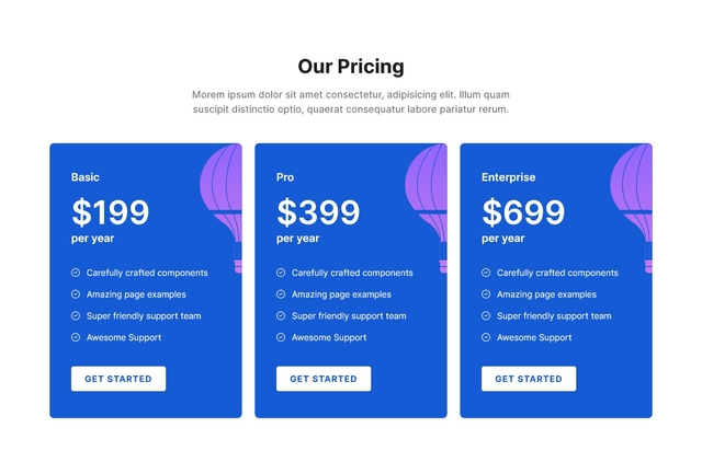 Bootstrap Pricing Tables Sections and Snippets