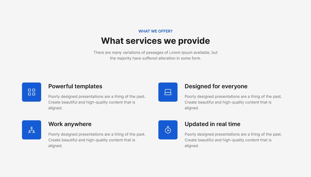 Bootstrap Features / Services Sections and Components