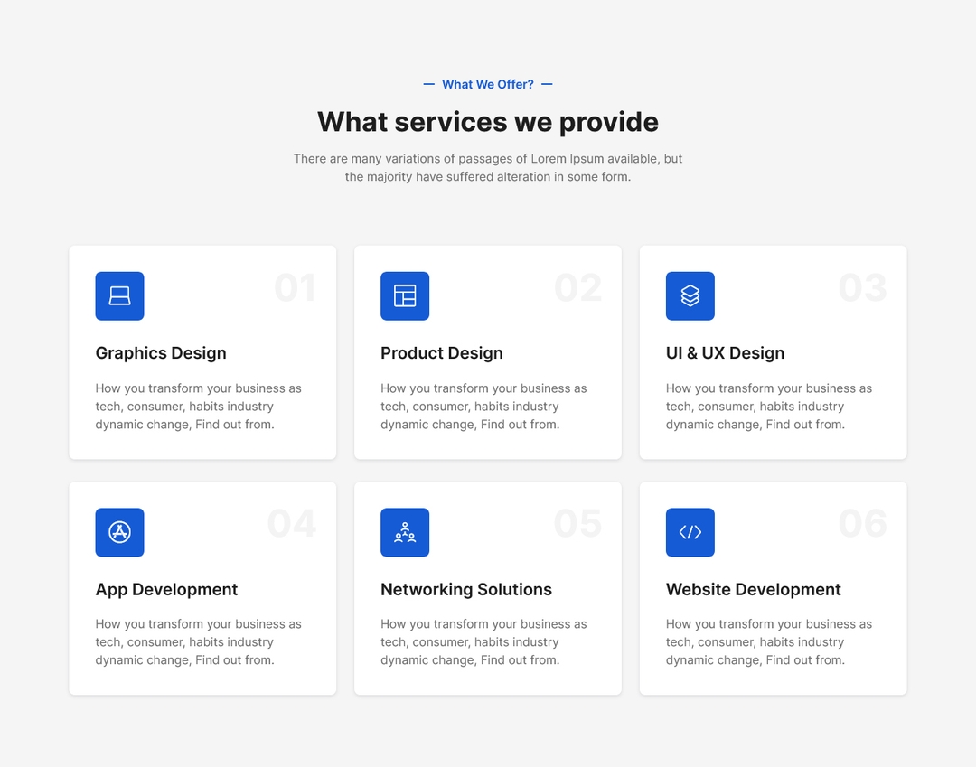 Bootstrap Features / Services Sections and Components