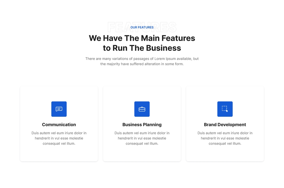 Bootstrap Features / Services Sections and Components
