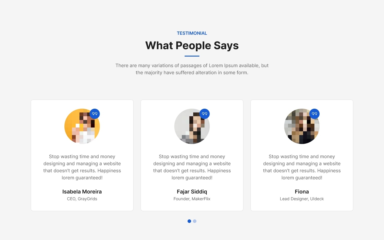 Bootstrap Testimonials and Reviews Sections