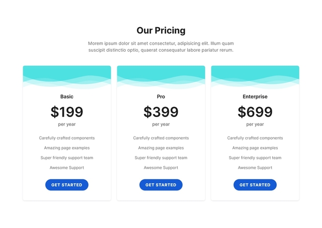 Bootstrap Pricing Tables Sections and Snippets