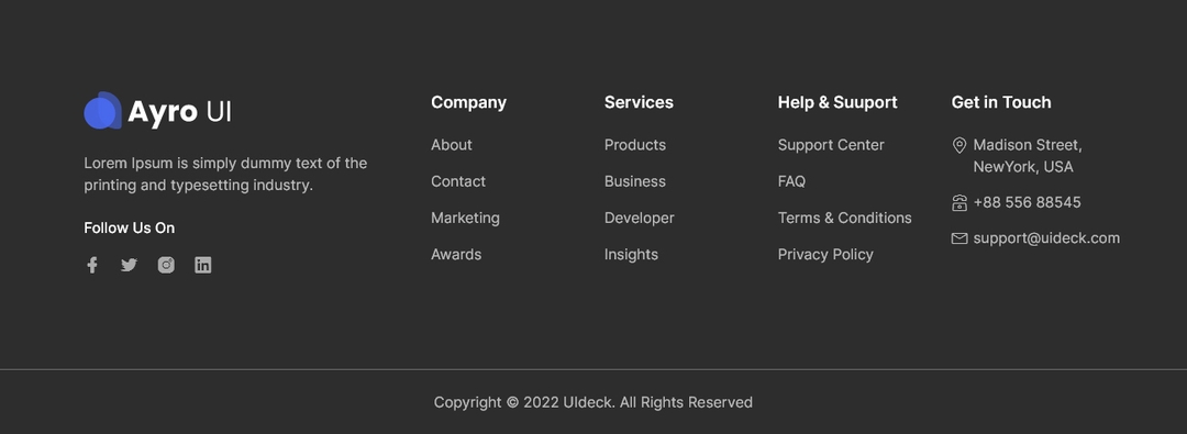 Bootstrap Footer Sections and Snippets