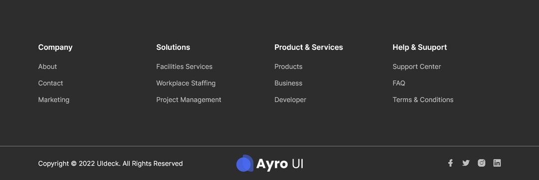 Bootstrap Footer Sections and Snippets