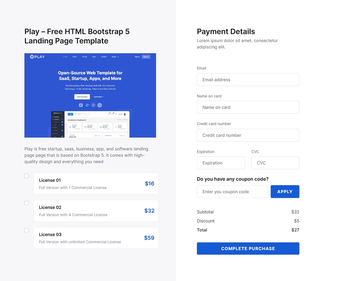 Bootstrap ECommerce Checkout Page
