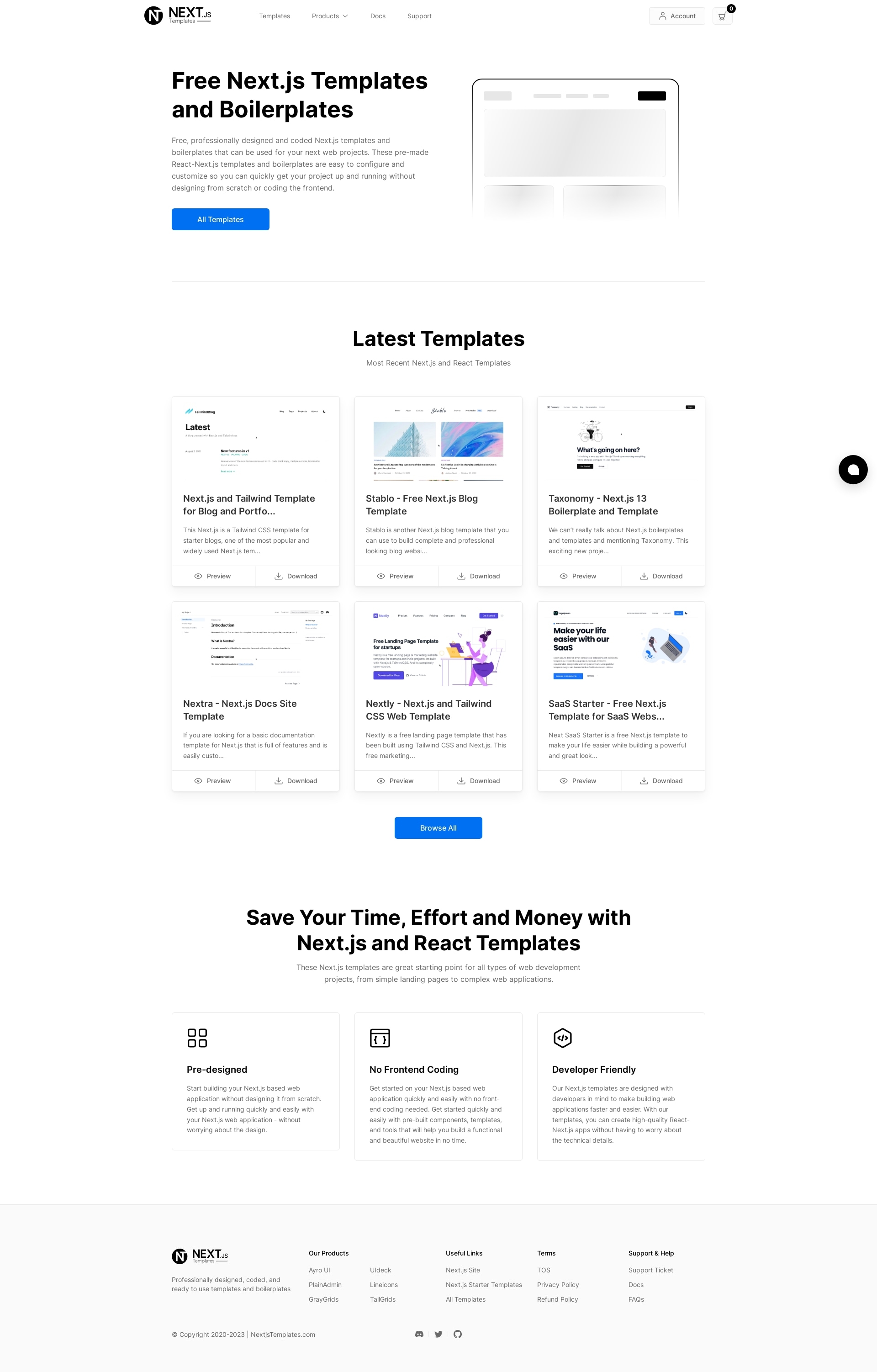 Free Next.js Templates - Design Inspirations | GrayGrids