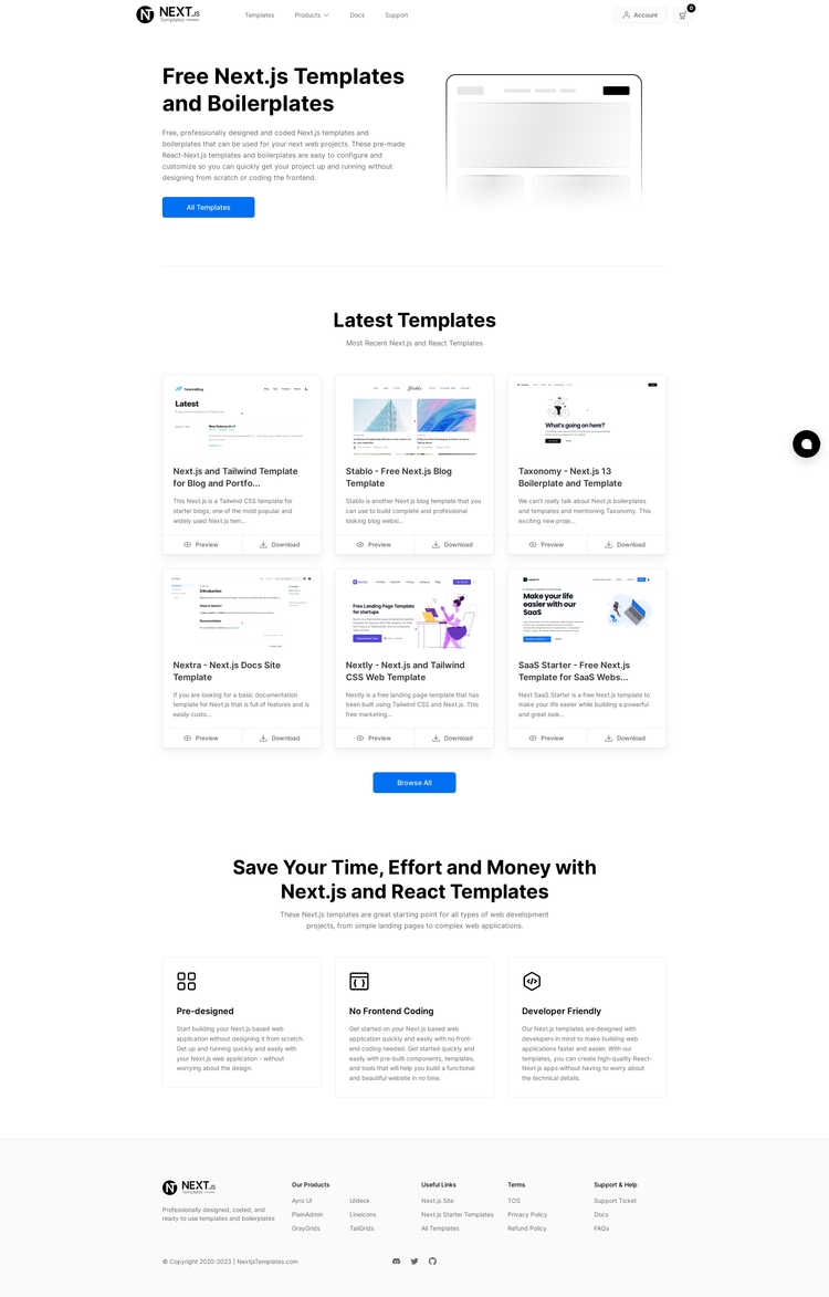 Free Next.js Templates - Design Inspirations | GrayGrids